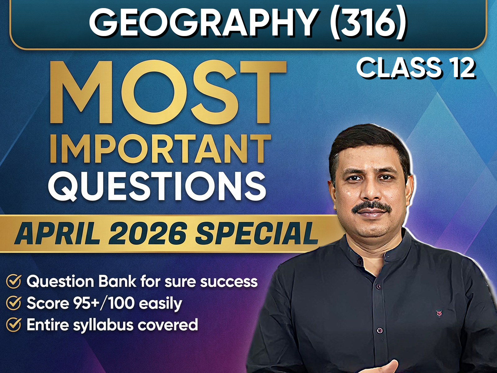 NIOS Class 12 Geography (316) Important Questions | April 2026 Exam